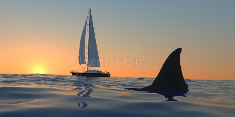 Great White Shark Fin at the Ocean Extremely Detailed and Realistic ...