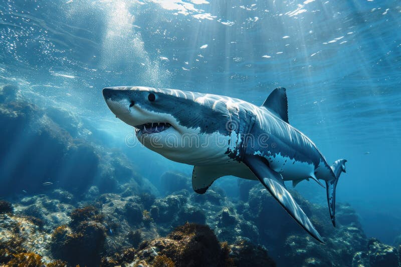 Great White Shark at Guadalupe Island - AI Generated Stock Illustration ...