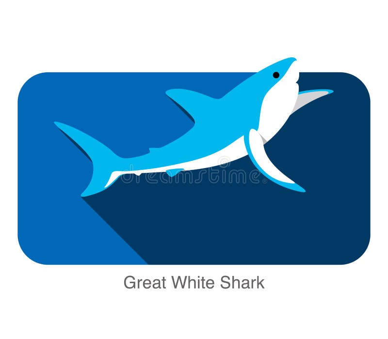 Great White Shark Jumping Flat Icon Design Stock Vector - Illustration ...