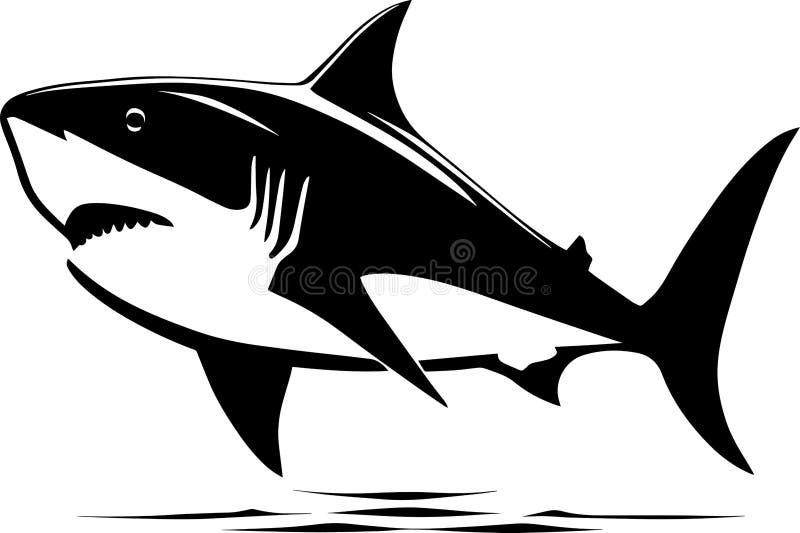 Great White Shark Logo Monochrome Design Stock Vector - Illustration of ...