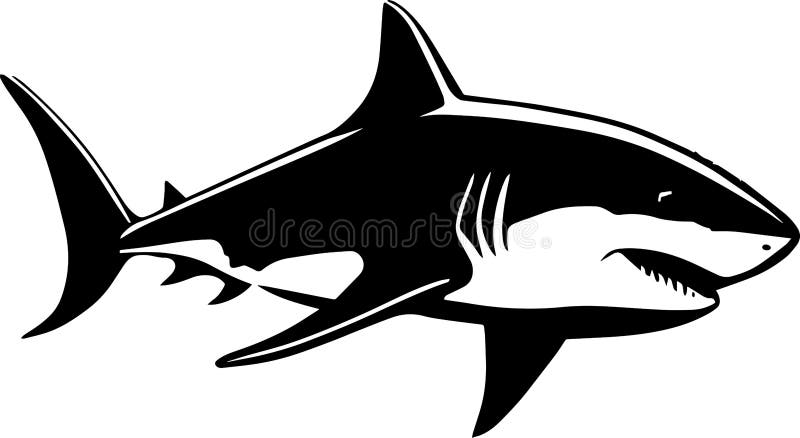 Great White Shark Logo Monochrome Design Stock Vector - Illustration of ...