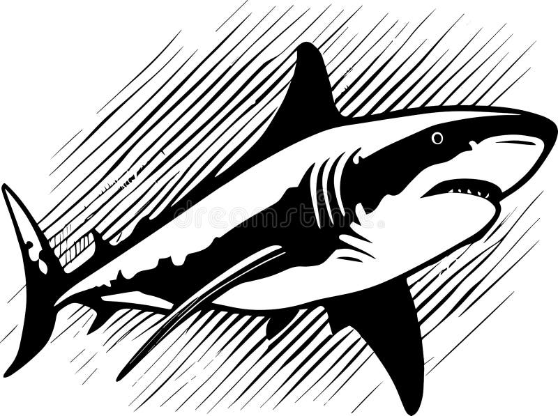 Great White Shark Logo Monochrome Design Stock Vector - Illustration of ...