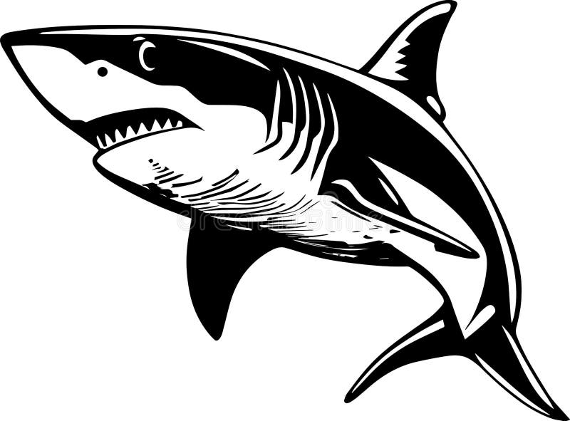 Great White Shark Logo Monochrome Design Stock Vector - Illustration of ...
