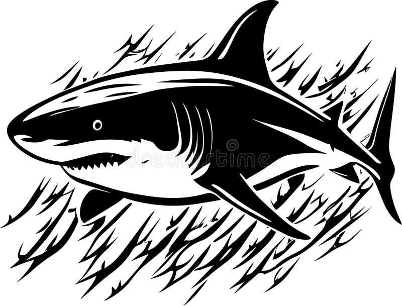 Great White Shark Logo Monochrome Design Stock Vector - Illustration of ...