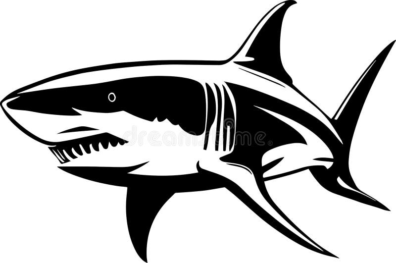 Great White Shark Logo Monochrome Design Stock Vector - Illustration of ...