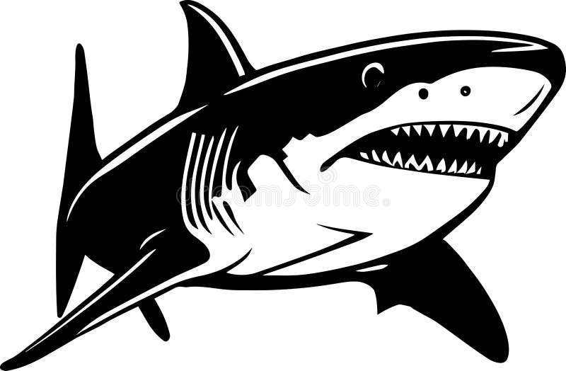 Great White Shark Logo Monochrome Design Stock Vector - Illustration of ...