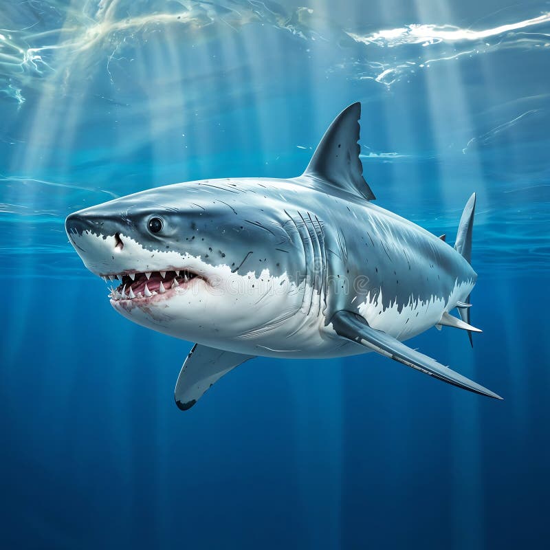 Hyper-realistic Side View of a Great White Shark Lifelike Proportions ...