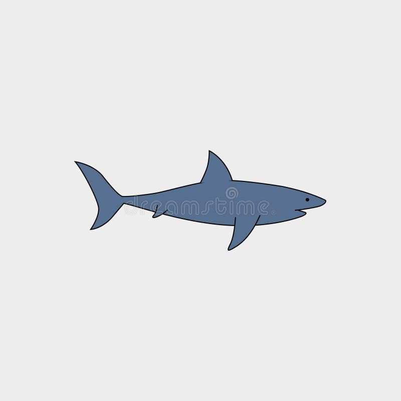 Great White Shark, Side View. Silhouette - Vector Stock Vector ...