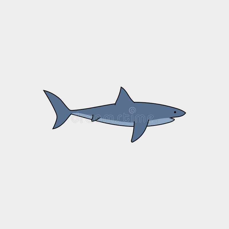 Great White Shark, Side View. Silhouette - Vector Stock Vector ...