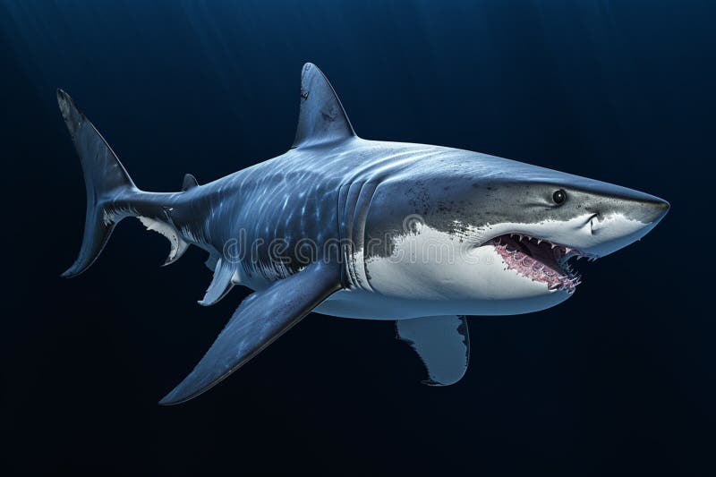 Great White Shark Underwater Stock Illustration - Illustration of mega ...