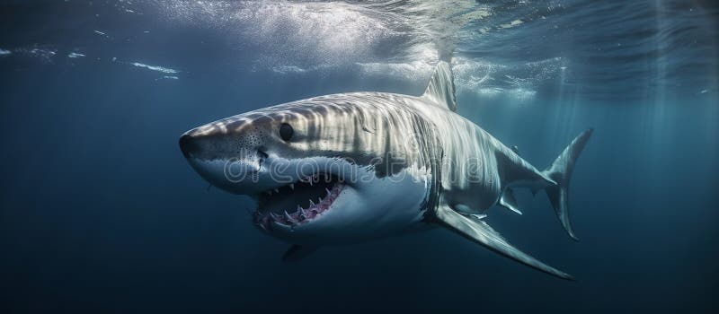 Great White Shark Underwater Generative AI Stock Illustration ...