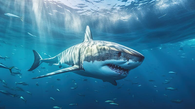 Great White Shark Underwater Generative AI Stock Illustration ...