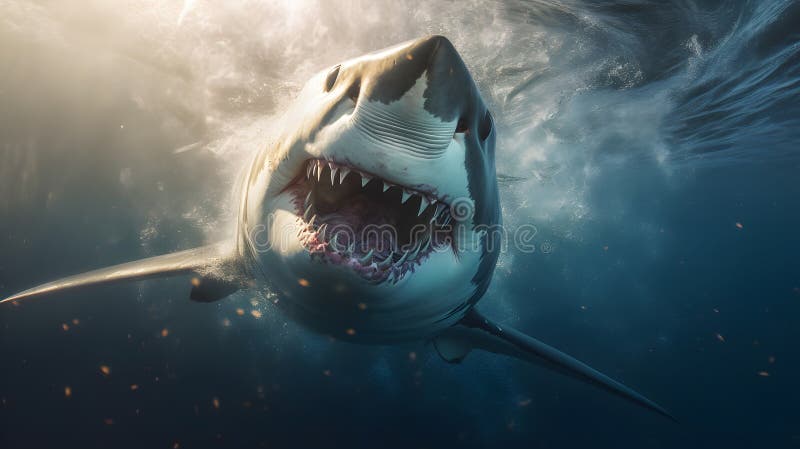 Great White Shark Underwater Stock Illustration - Illustration of ...