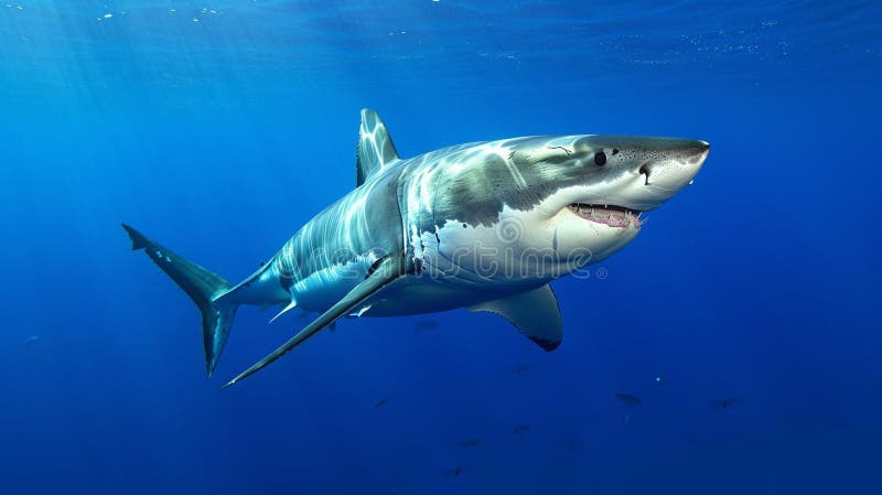 Great White Shark Underwater View. Generative Ai Stock Illustration ...