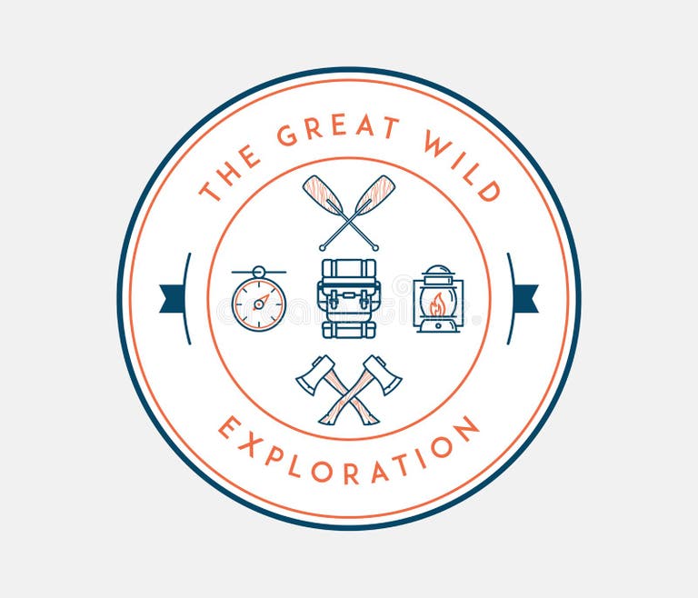 The great wild exploration stock illustration. Illustration of label ...