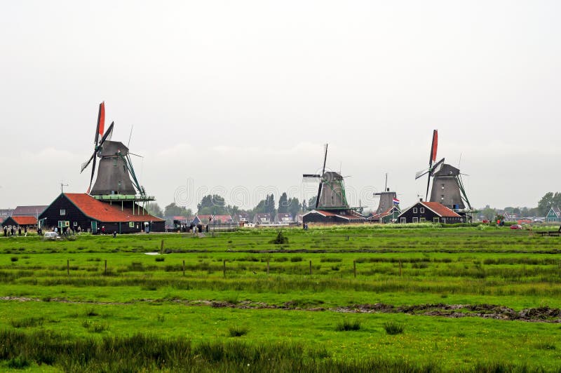 Windmill of Netherland in Coast Stock Image - Image of cathedral, stand ...