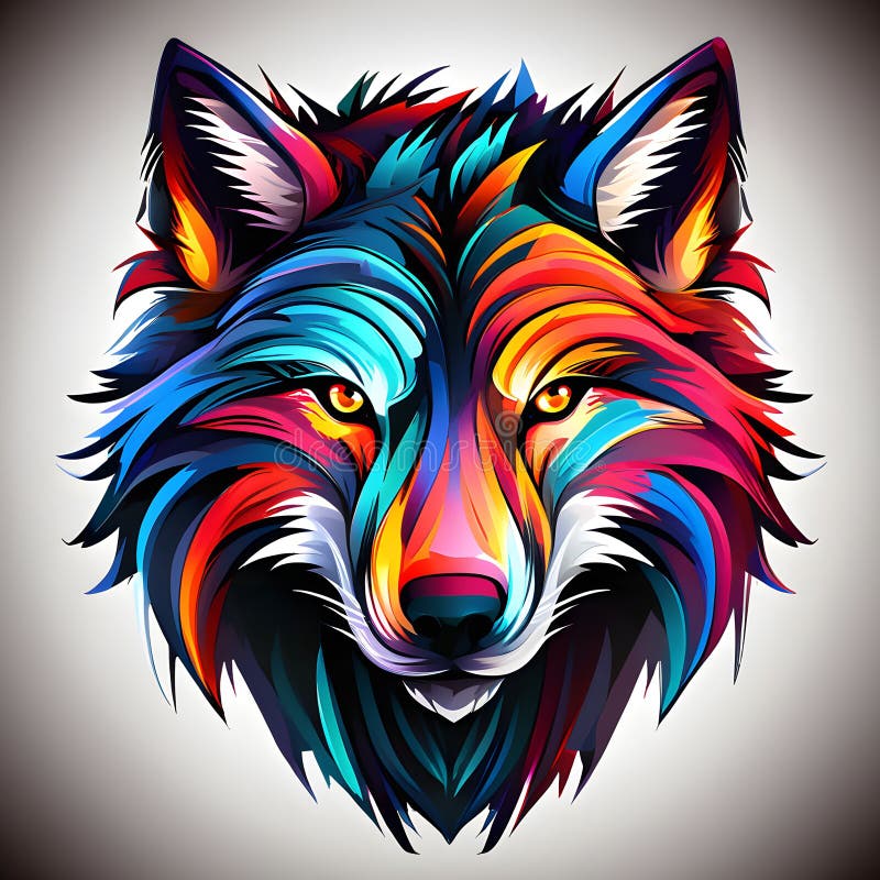 Colorful wolf stock illustration. Illustration of howl - 318480329