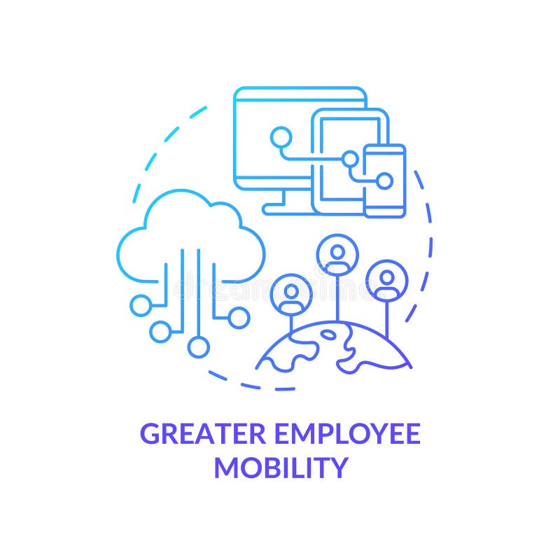 Greater Employee Mobility Blue Gradient Concept Icon Stock Vector ...