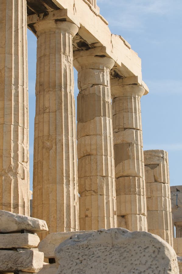 Greckie Kolumny, Akropol, Athens Obraz Stock - Obraz złożonej z ...