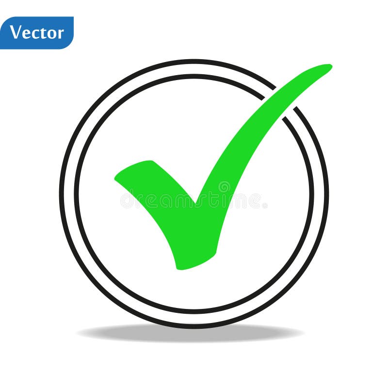 Gree Check Mark Icon In A Circle. Tick Symbol In Black Color, Vector ... Gree Check Mark Icon In A Circle. Tick Symbol In Black Color, Vector ...