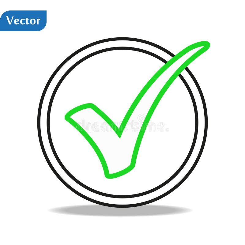 Gree Check Mark Icon in a Circle. Tick Symbol in Black Color, Vector ... Gree Check Mark Icon in a Circle. Tick Symbol in Black Color, Vector ...