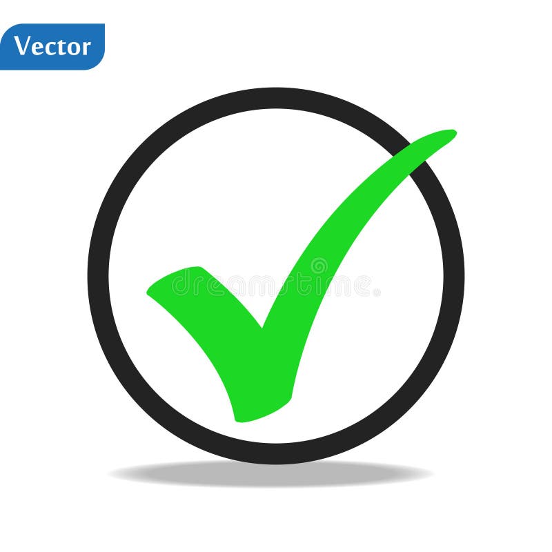 Gree Check Mark Icon in a Circle. Tick Symbol in Black Color, Vector ... Gree Check Mark Icon in a Circle. Tick Symbol in Black Color, Vector ...