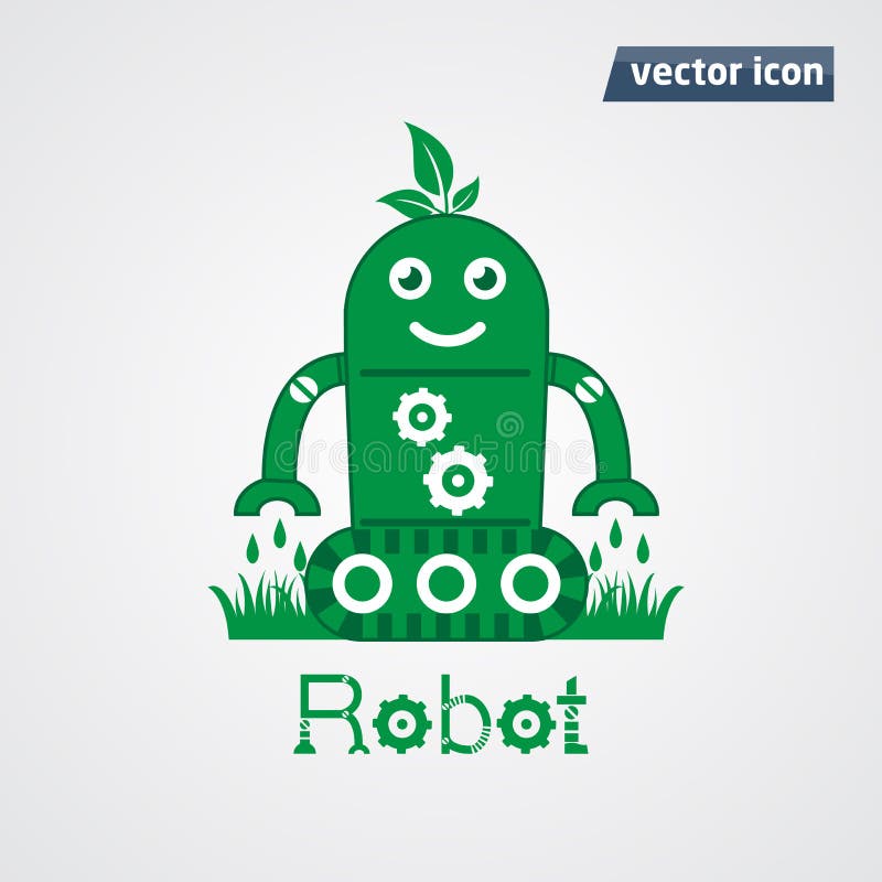 Robot with Leaf Blower stock illustration. Illustration of machine ...
