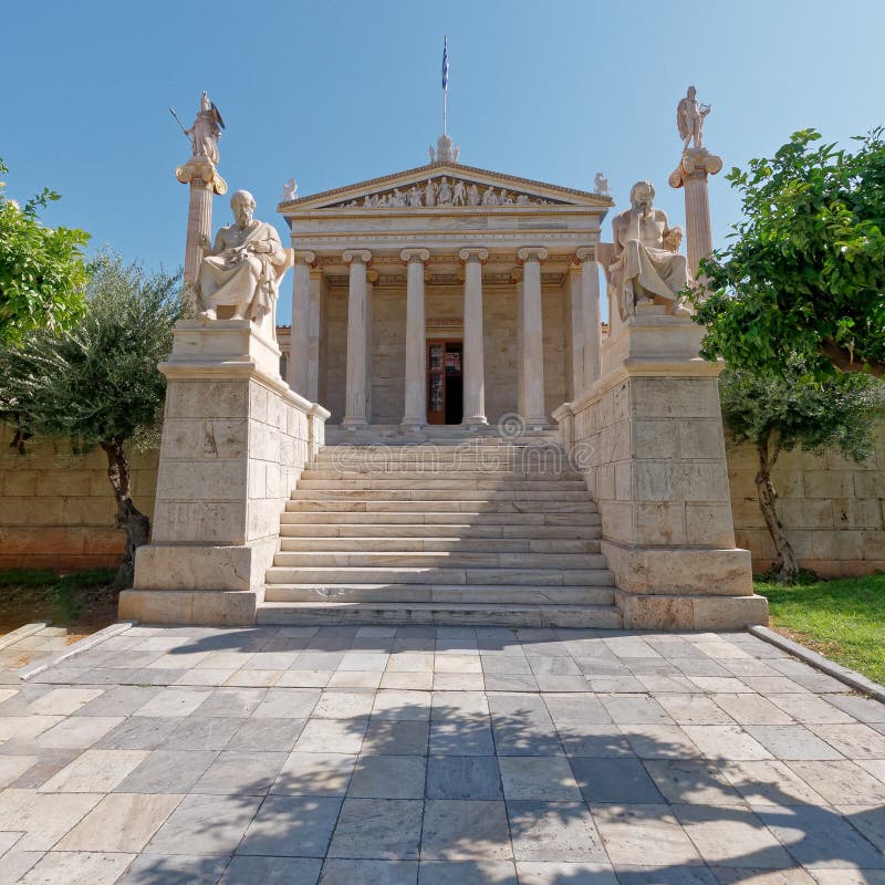 Greece, Academy of Athens` Main Facade View Stock Photo - Image of ...