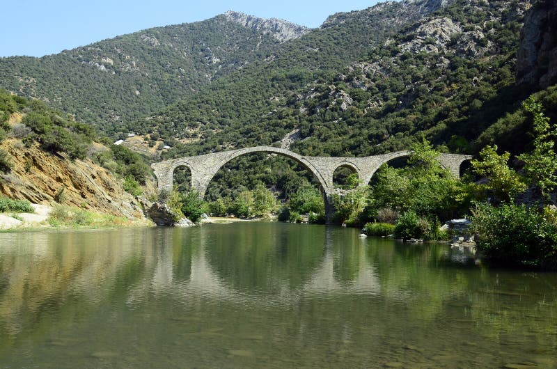 Greece, ancient bridge stock photo. Image of reflection - 78988680