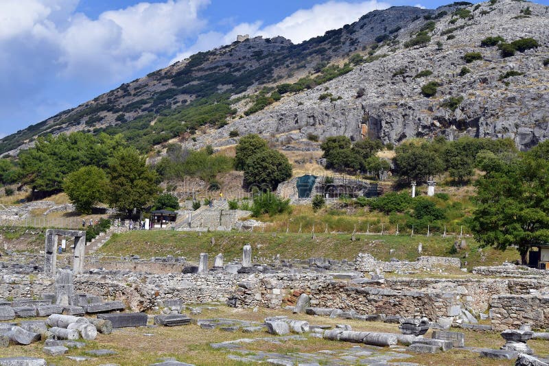 Greece, Ancient Philippi with Castle Stock Image - Image of travel ...