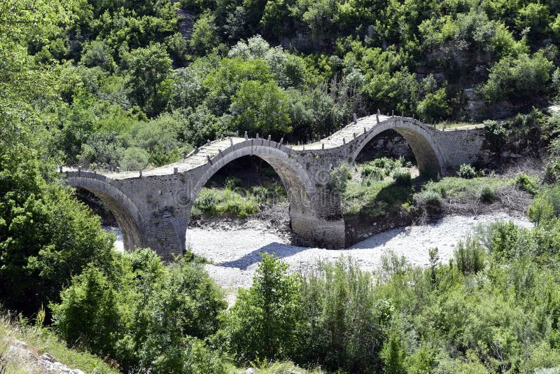 Greece, Ancient Stone Bridge Stock Photo - Image of summer, river ...