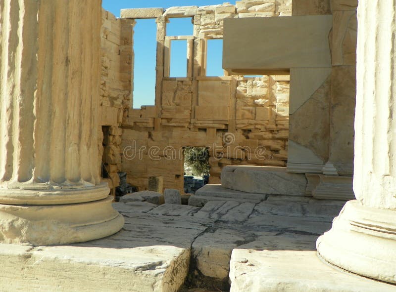 Greece, Athens, Acropolis, Interior of the Temple of Erechteion Stock ...