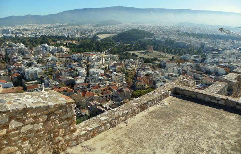 Greece, Athens, Acropolis, Views of Athens from the Acropolis Stock ...