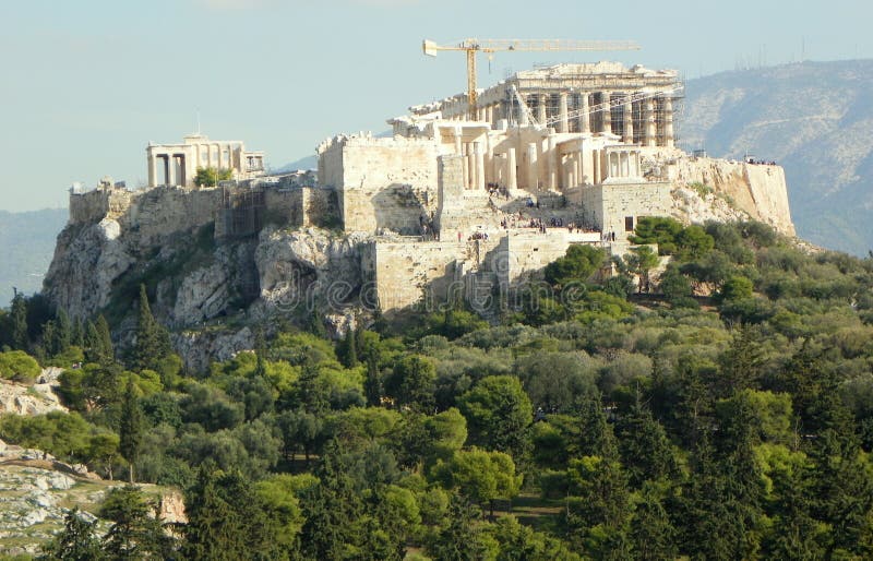 Greece, Athens, Filopappou Hill, View of the Acropolis Stock Photo ...