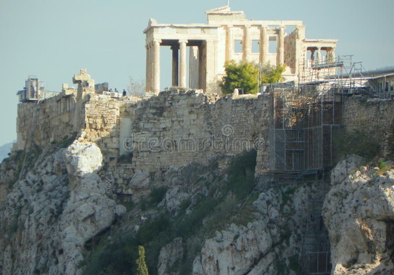 Greece, Athens, Filopappou Hill, View of the Acropolis Stock Photo ...