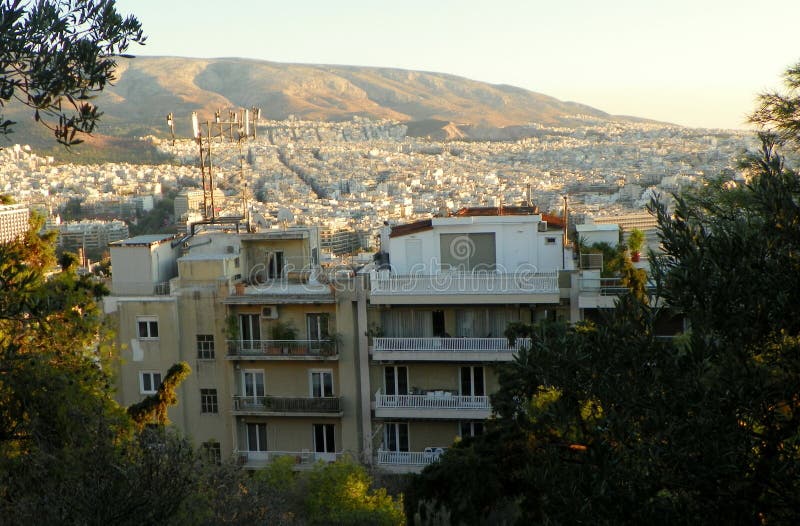 Greece, Athens, Mount Lycabettus, City View from the Mountain Stock ...