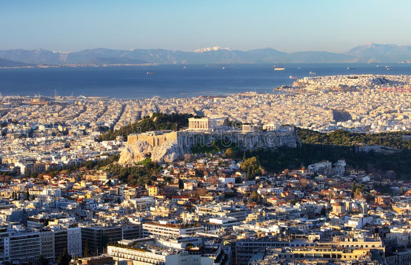 Athens Skyline Panorama with Acropolis in Greece from Peak Lycabettus ... Athens Skyline Panorama with Acropolis in Greece from Peak Lycabettus ...