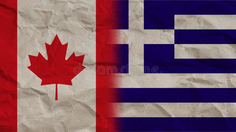 Canada and Greece Realistic Flag â€“ Fabric Texture Illustration Stock ...