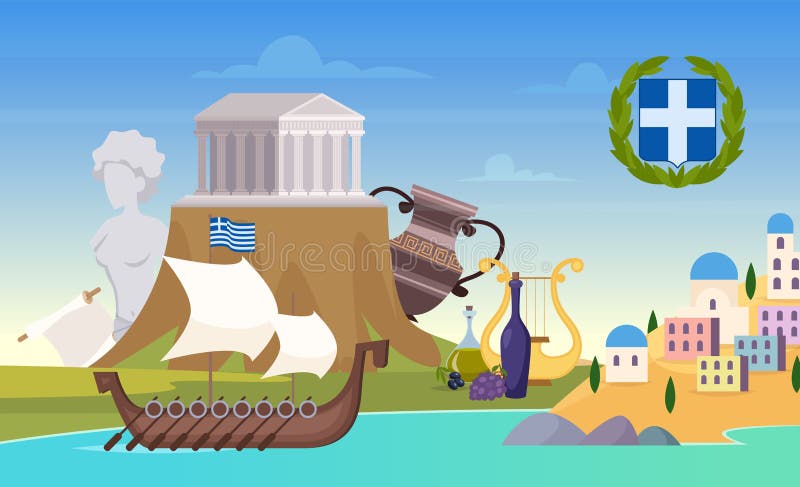 Greece Background. Landmarks Architectural Objects of Greece Old ...
