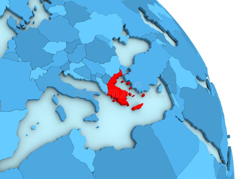 Greece on Blue Political Globe Stock Illustration - Illustration of ...