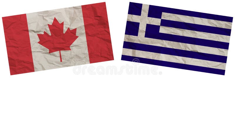 Greece and Canada Flags Together Paper Texture Illustration Stock ...