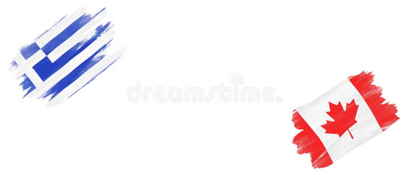Greece and Canada Flags on White Stock Photo - Image of stroke, nation ...