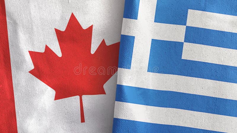 Greece and Canada Flags Crossed and Waving Flat Style. Official ...