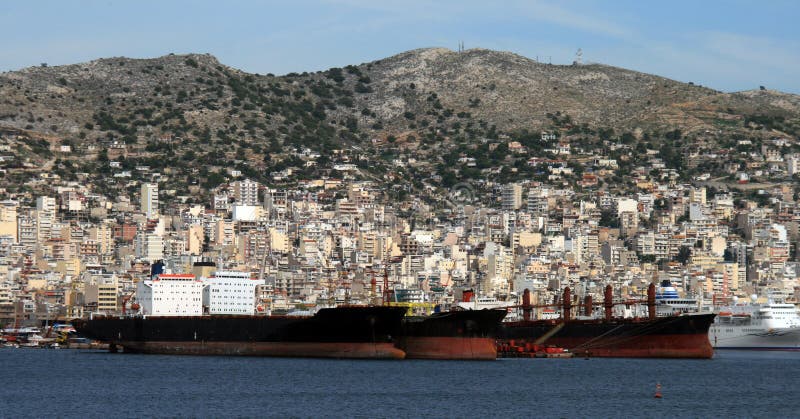 Greece, Cargo Ships stock image. Image of import, greece - 11977133