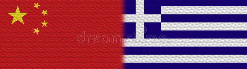 Greece and China Chinese Fabric Texture Flag Stock Illustration ...