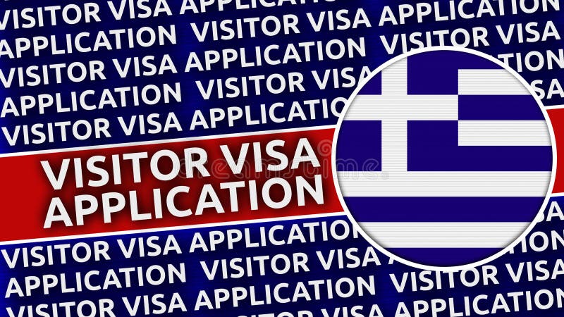Greece Circular Flag with Visitor Visa Application Titles Stock ...