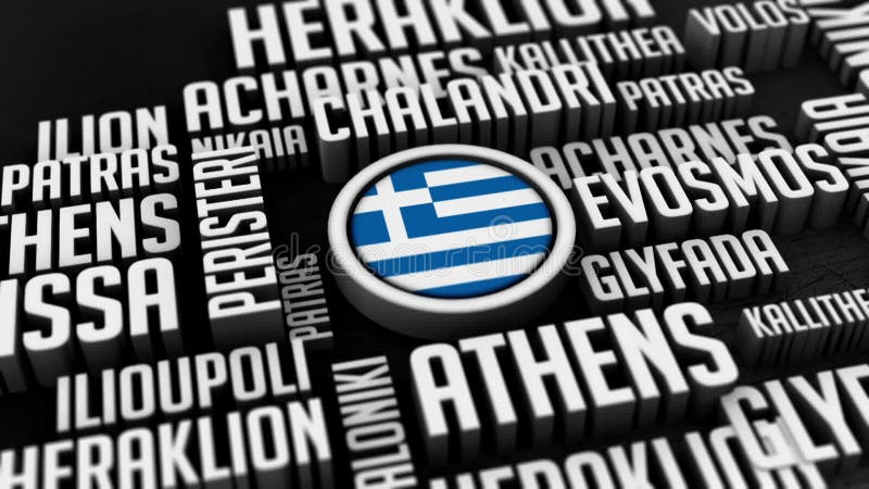 Greece Cities Word Cloud Collage in 3D Stock Video - Video of ...