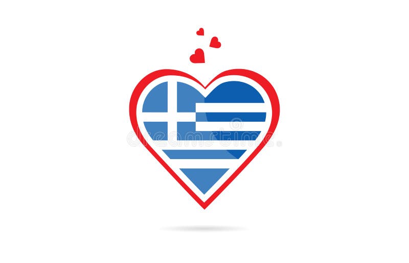 Greece Country Flag Inside Love Heart Creative Logo Design Stock Vector ...