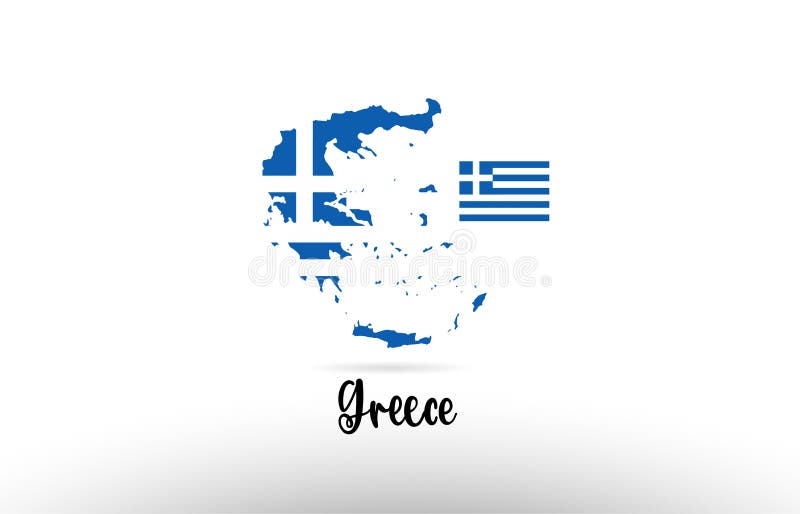 Greece Country Flag Inside Map Contour Design Icon Logo Stock Vector ...