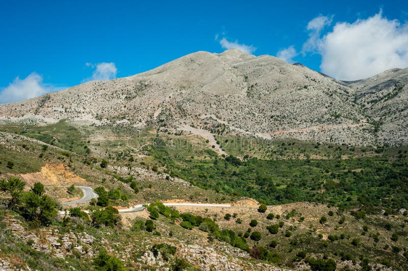 Greece, Crete, View To the Green Hills and Grey Tops Stock Photo ...